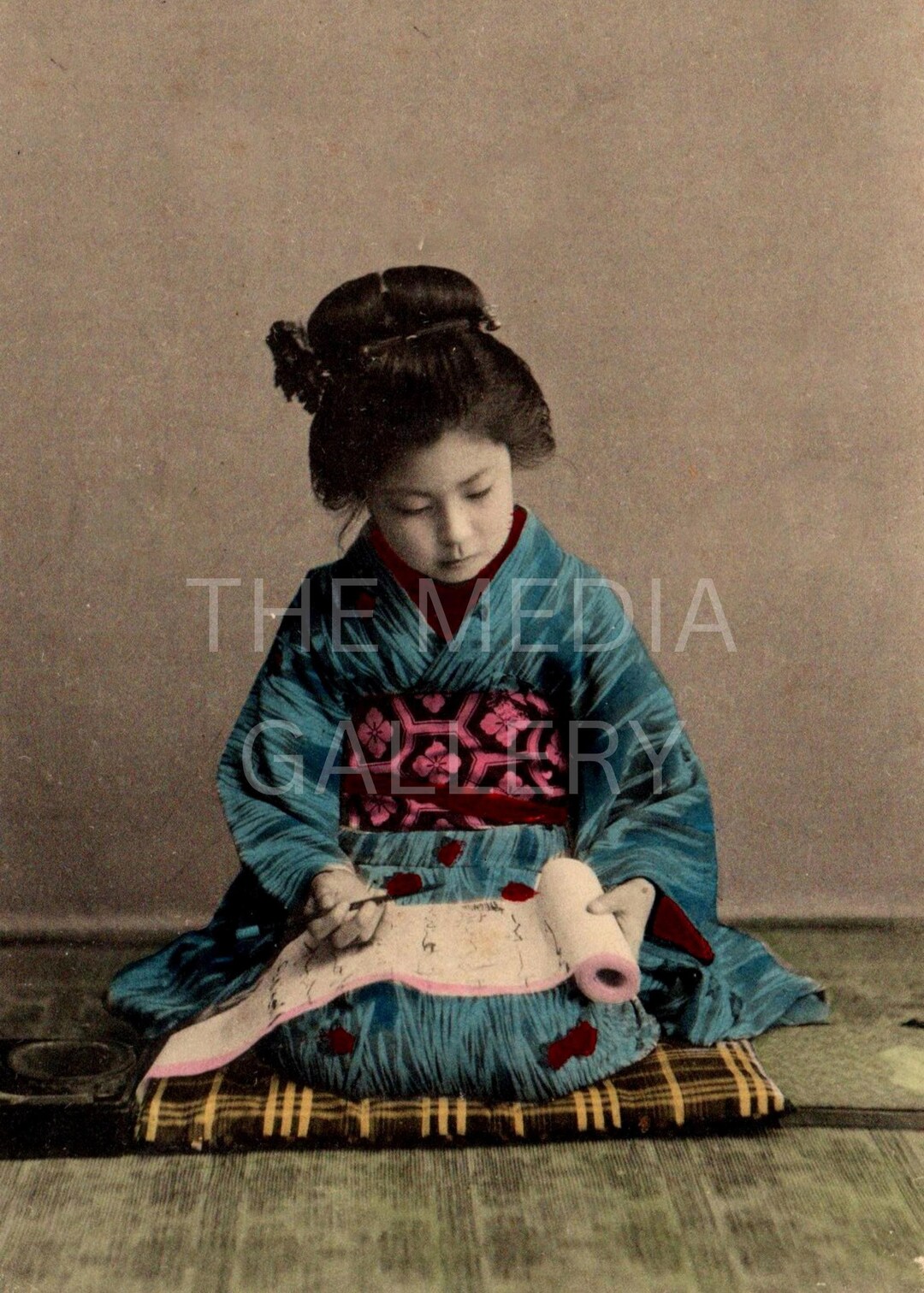 Japanese Geisha Girl Blue Kimono Photo Print Japanese Art Child Photo ...