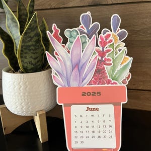 2025 Desktop Calendar, Succulents Calendar, Paper Flowers a Thoughtful ...
