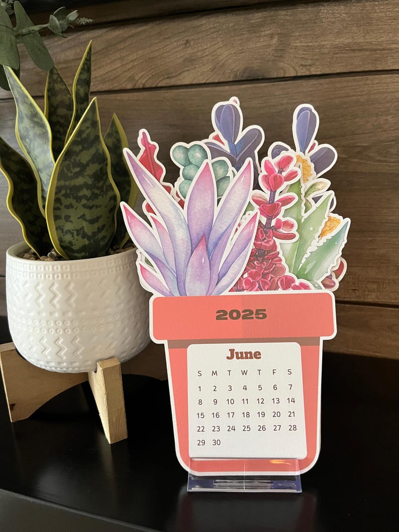 2025 Desktop Calendar, Succulents Calendar, Paper Flowers a Thoughtful ...