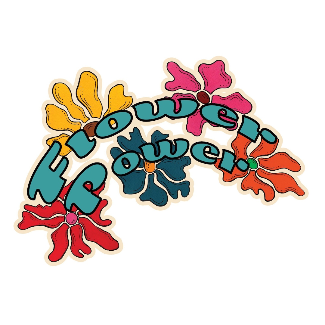 GROOVY FLOWER POWER Vinyl Sticker Set of 6, Produced From Original ...