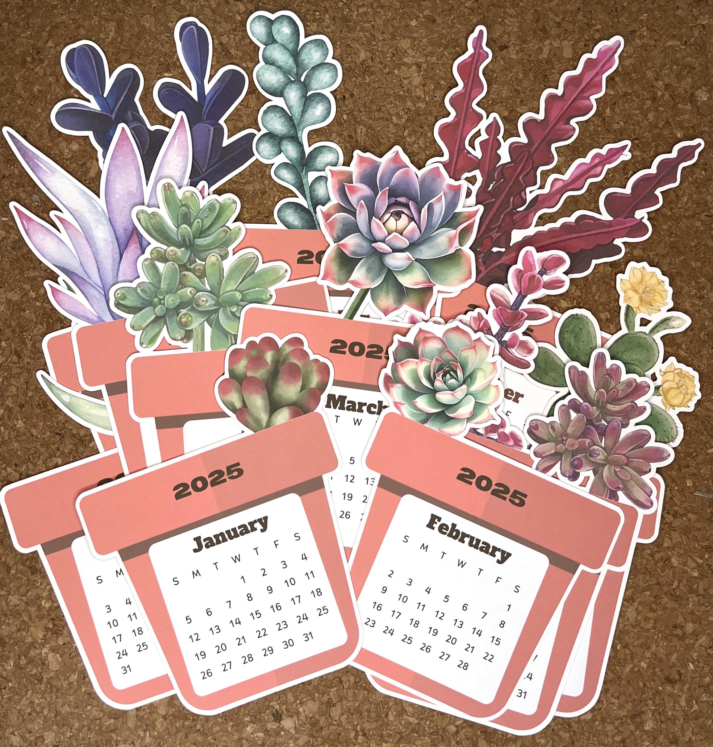 2025 Desktop Calendar, Succulents Calendar, Paper Flowers a Thoughtful ...