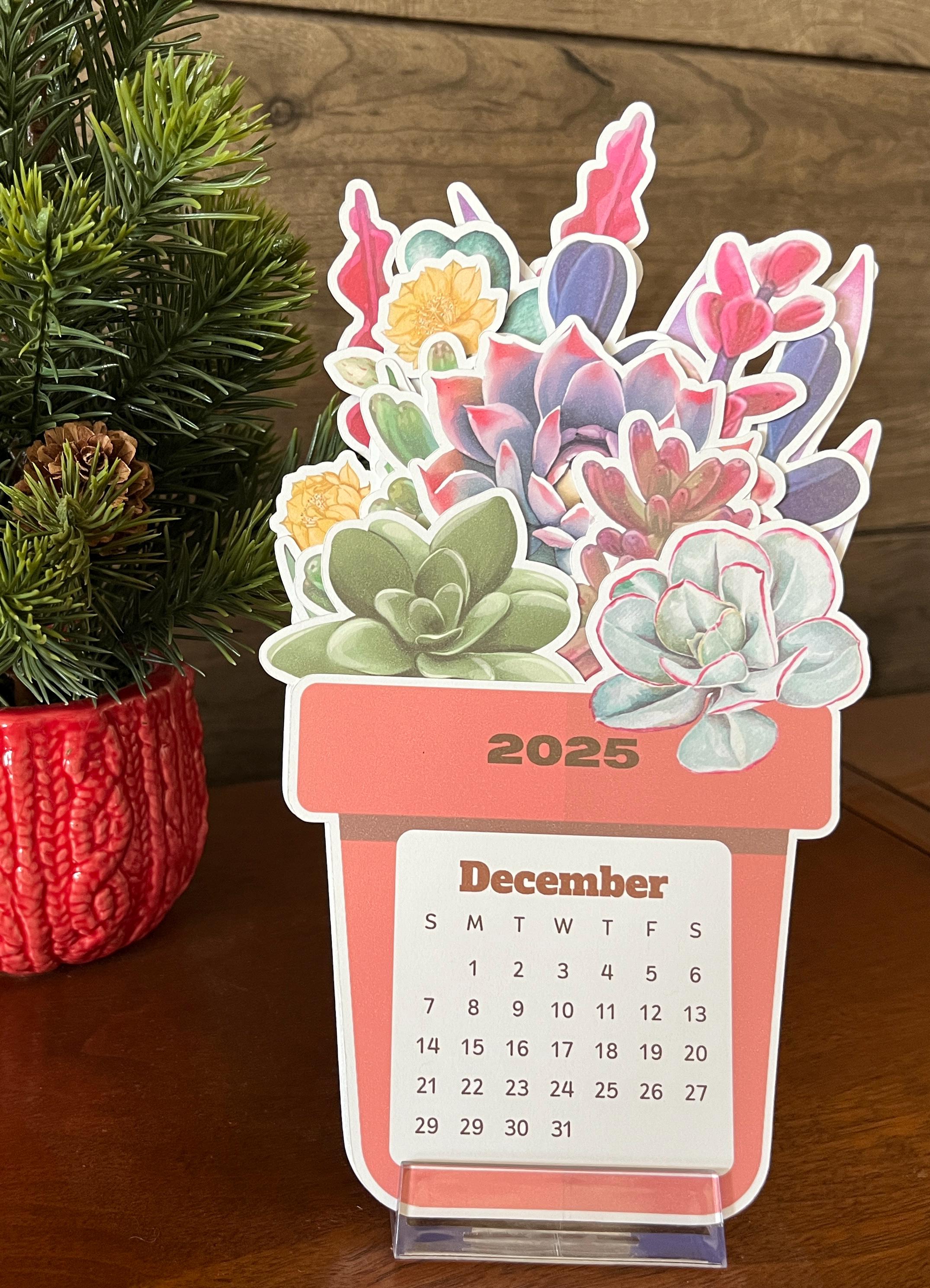 2025 Desktop Calendar, Watercolor Succulents Stacking Desk Calendar ...