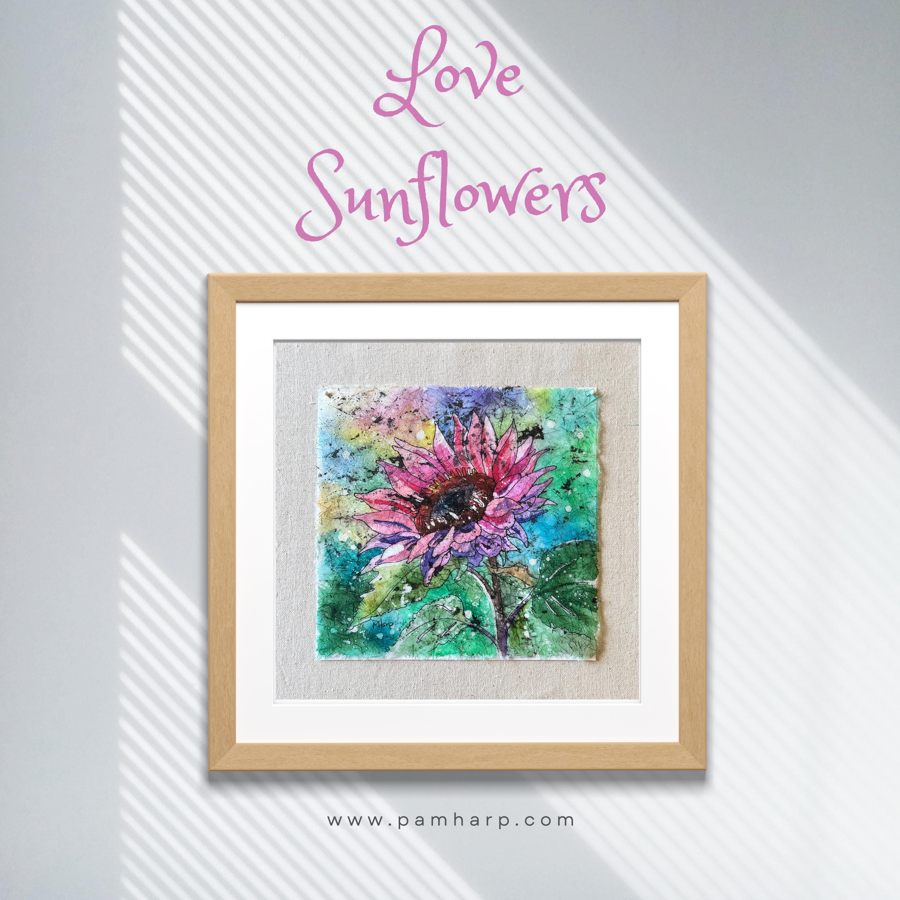 Watercolor Sunflower Batik, Signed Original, Unframed. Gift for Her ...