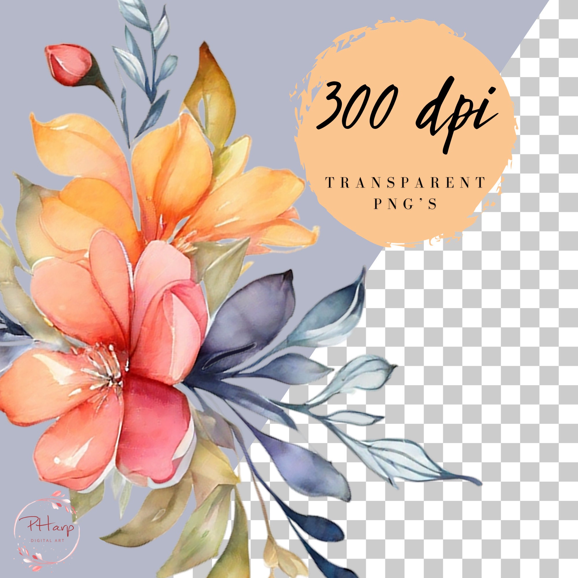 Floral Watercolor Clipart Collection, High-res Transparent PNG Files ...