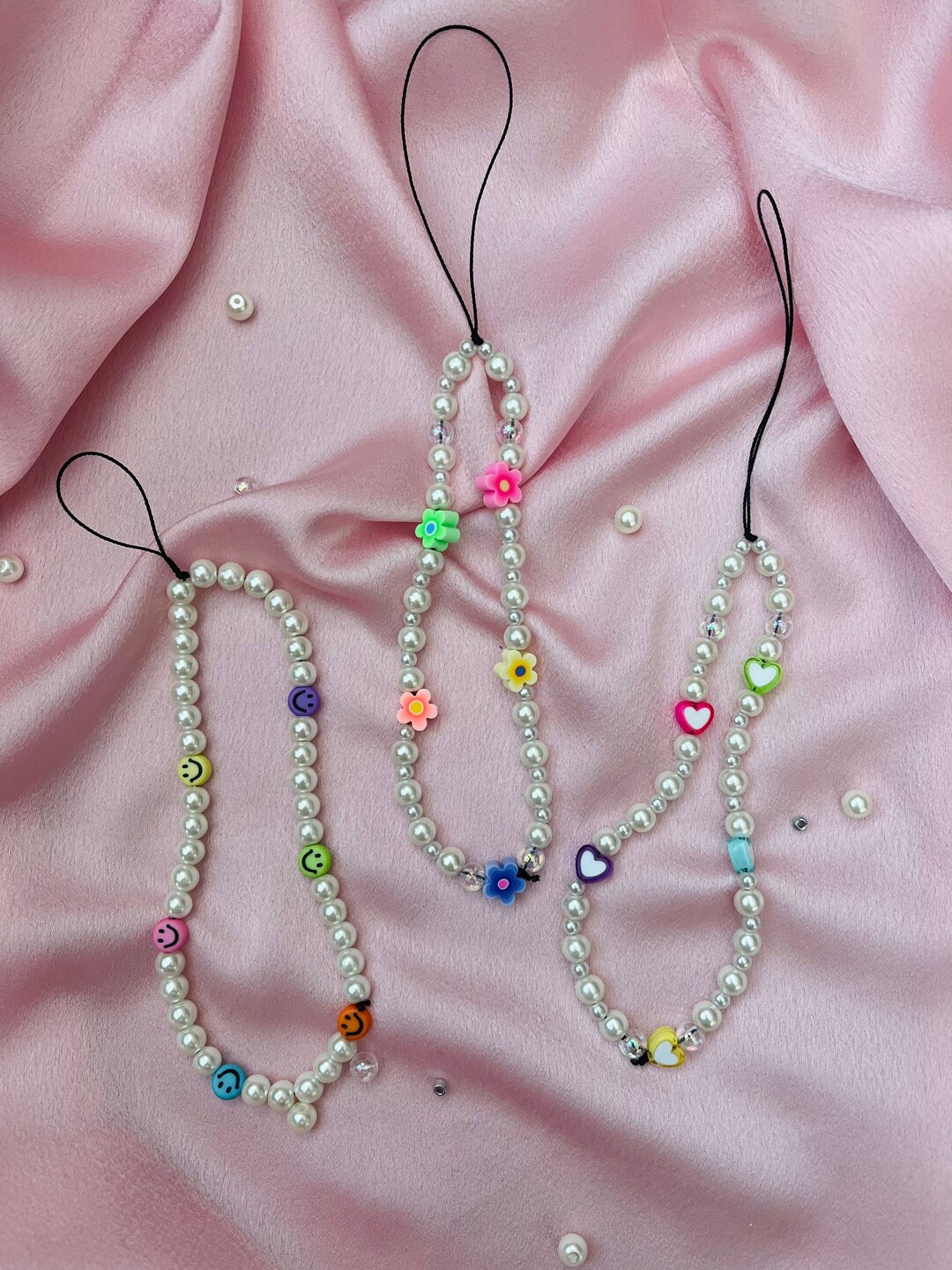 Pearl Bead Phone Charms Y2k Phone Charms Beaded Phone Strap Choose ...