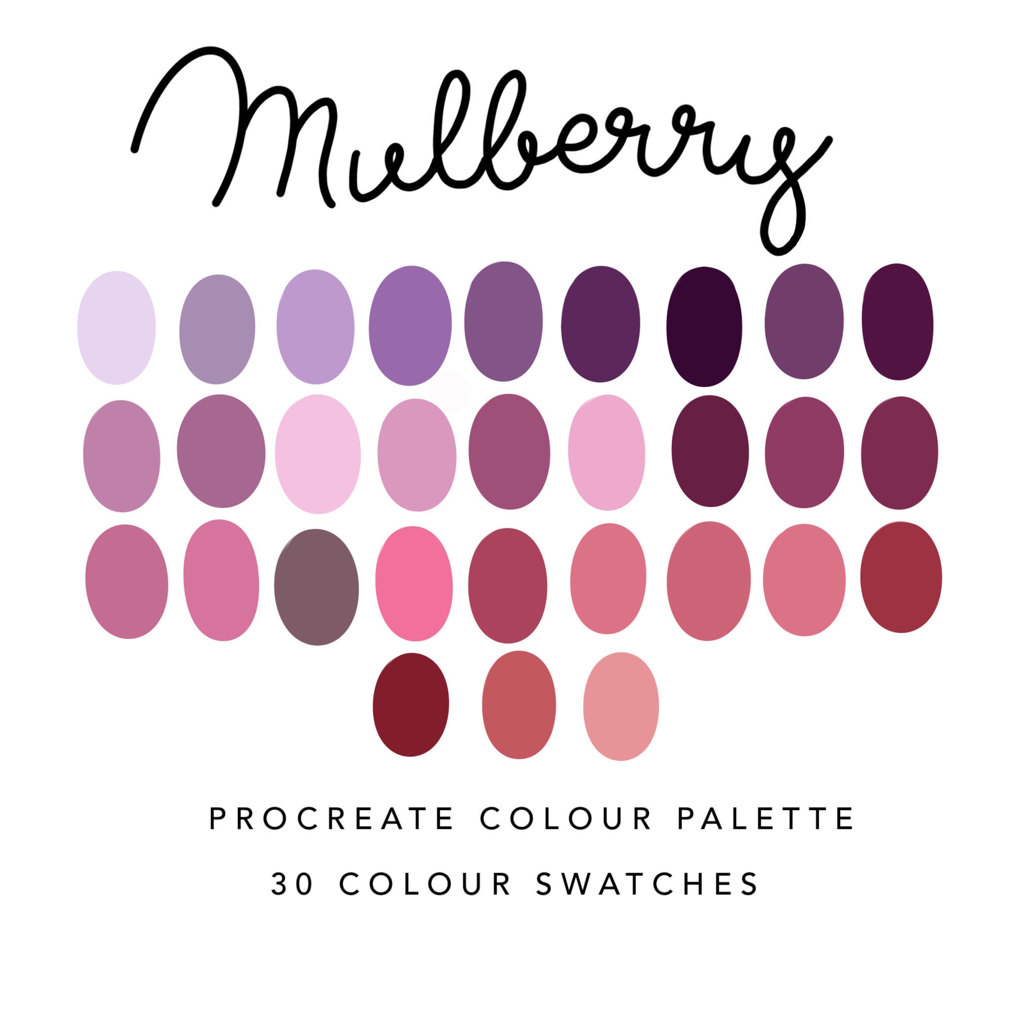 Mulberry Procreate colour palette iPad colour swatches | Etsy
