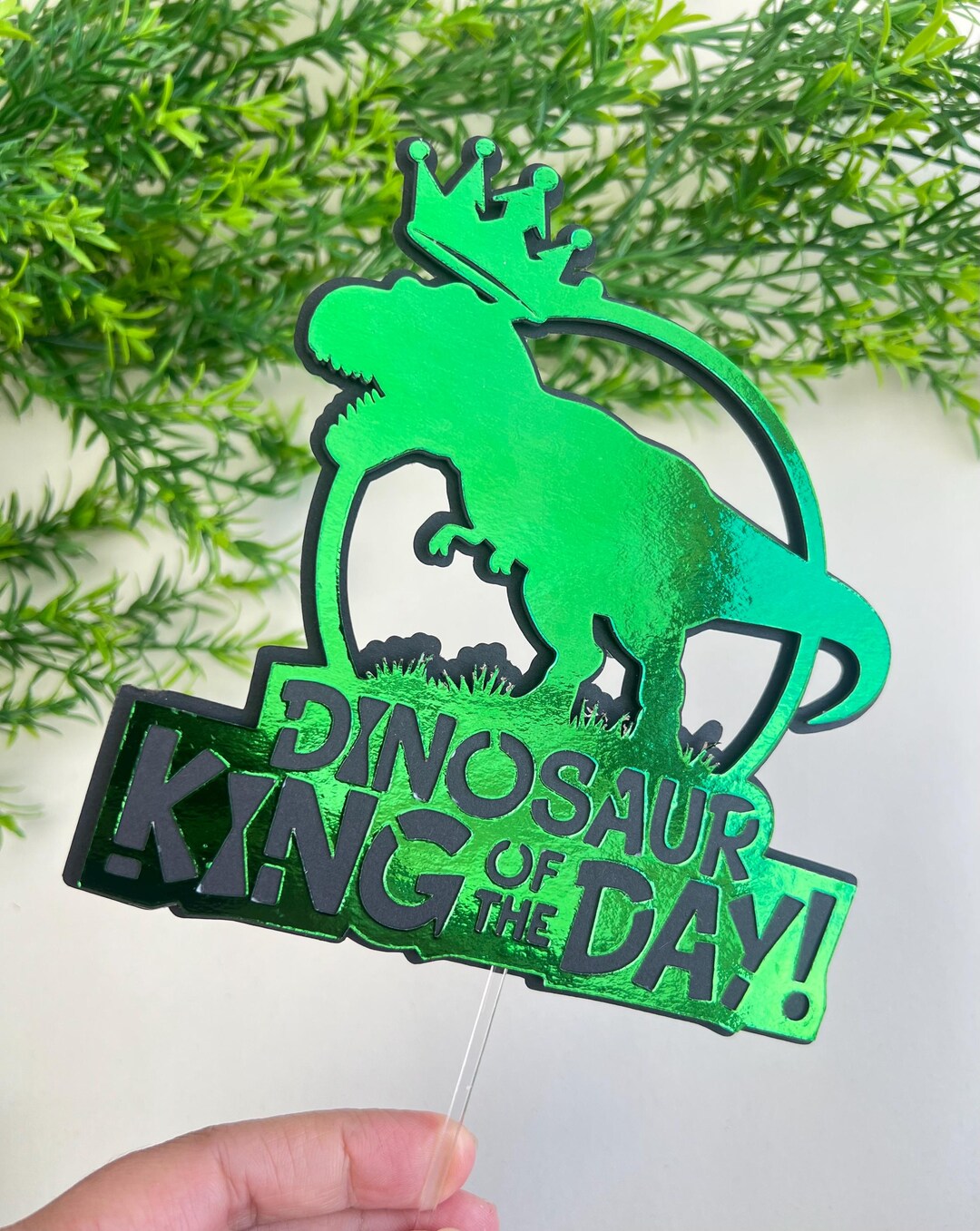 Dinosaur Birthday Cake Topper – “king of the Day” T-rex Crown Design ...