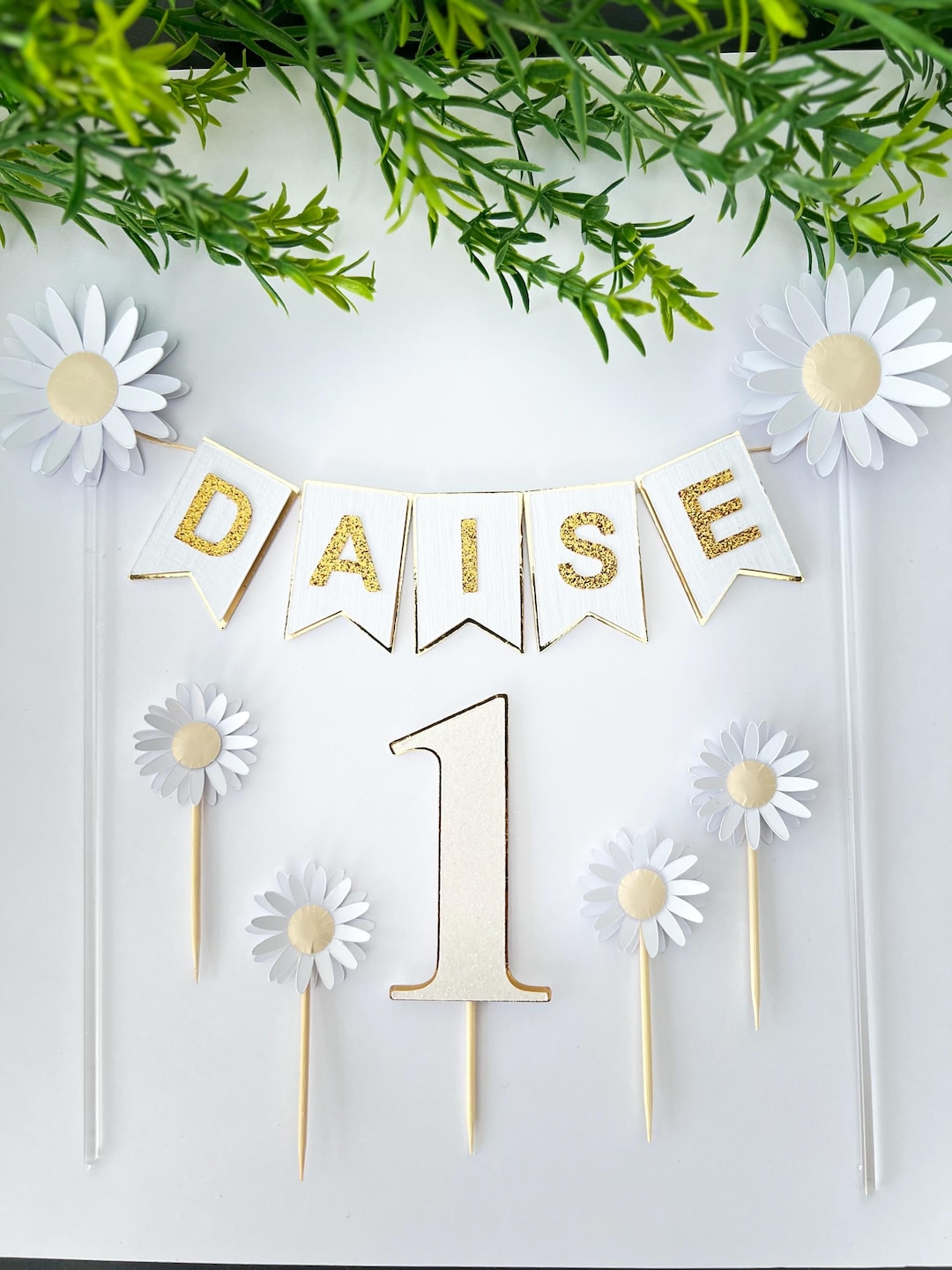 Daisy Cake Topper, Daisy Themed Cake Topper, Banner Cake Topper, Smash ...
