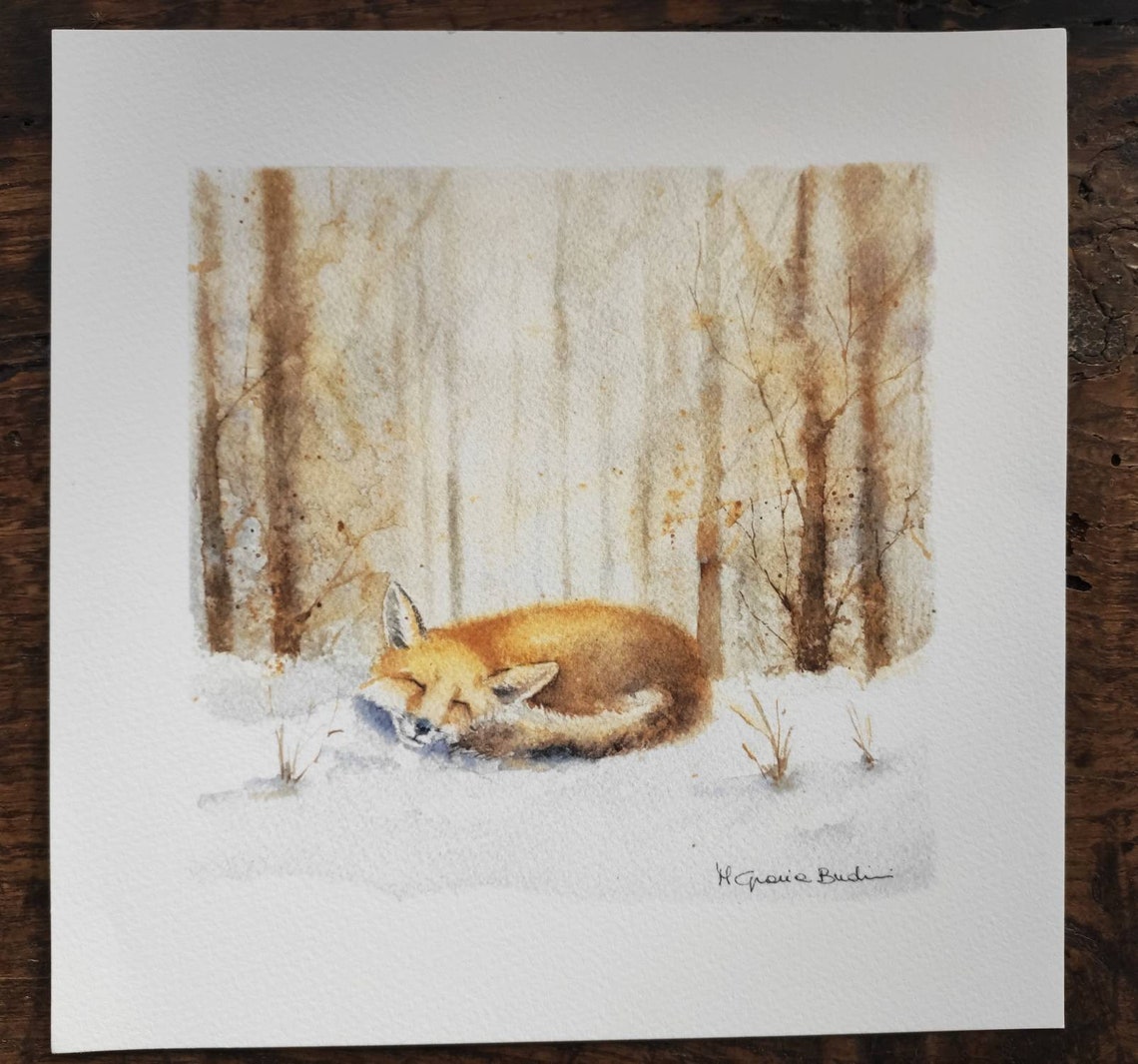 Fine Artist Print From My Original Watercolor, a Fox in the Winter's ...