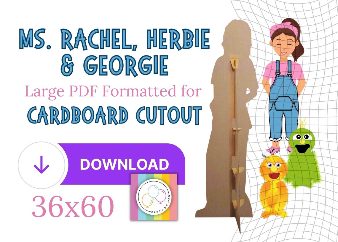 Ms. Rachel Cardboard Cutout | Herbie, Georgie Party Decor (PDF Digital ...