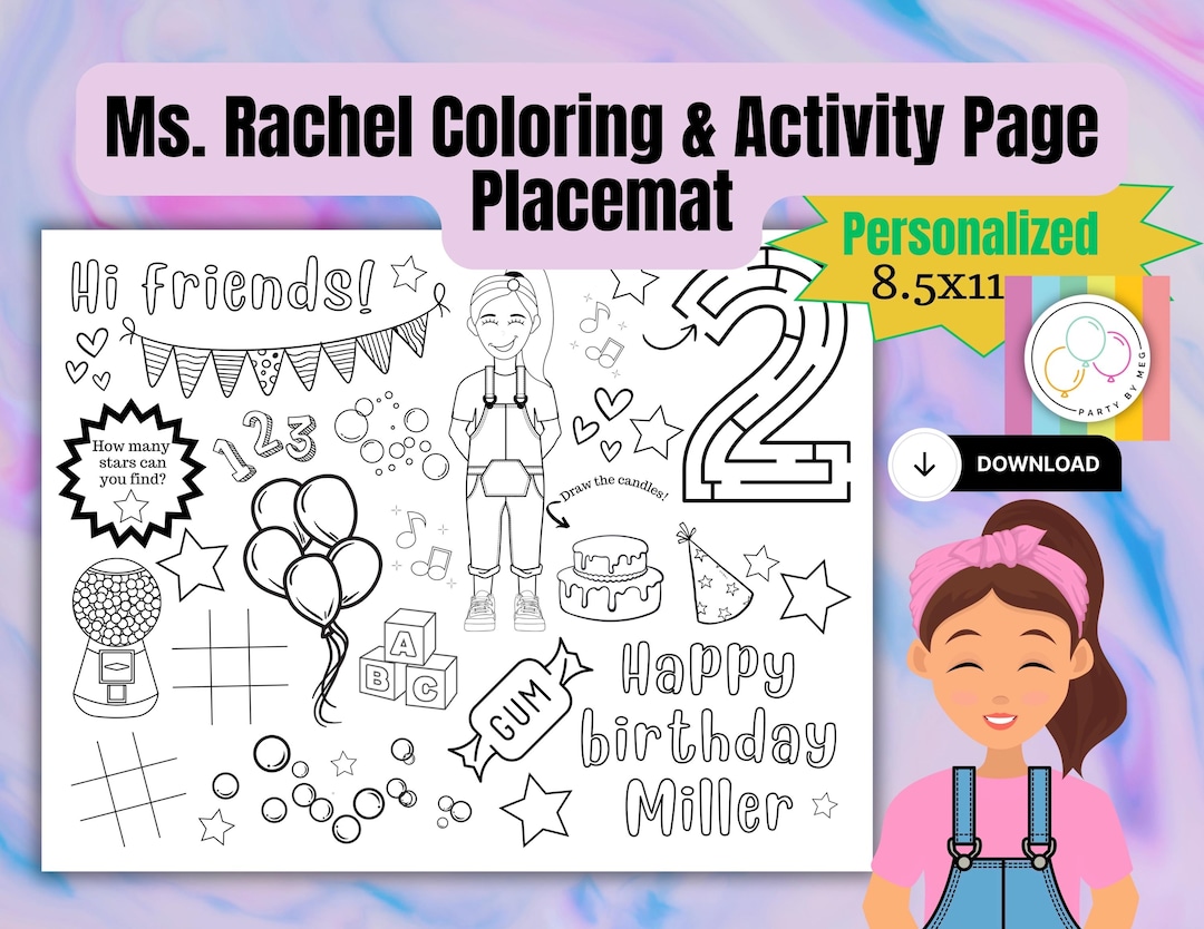 Ms. Rachel Coloring & Activity Page | Birthday Party Game | Download ...