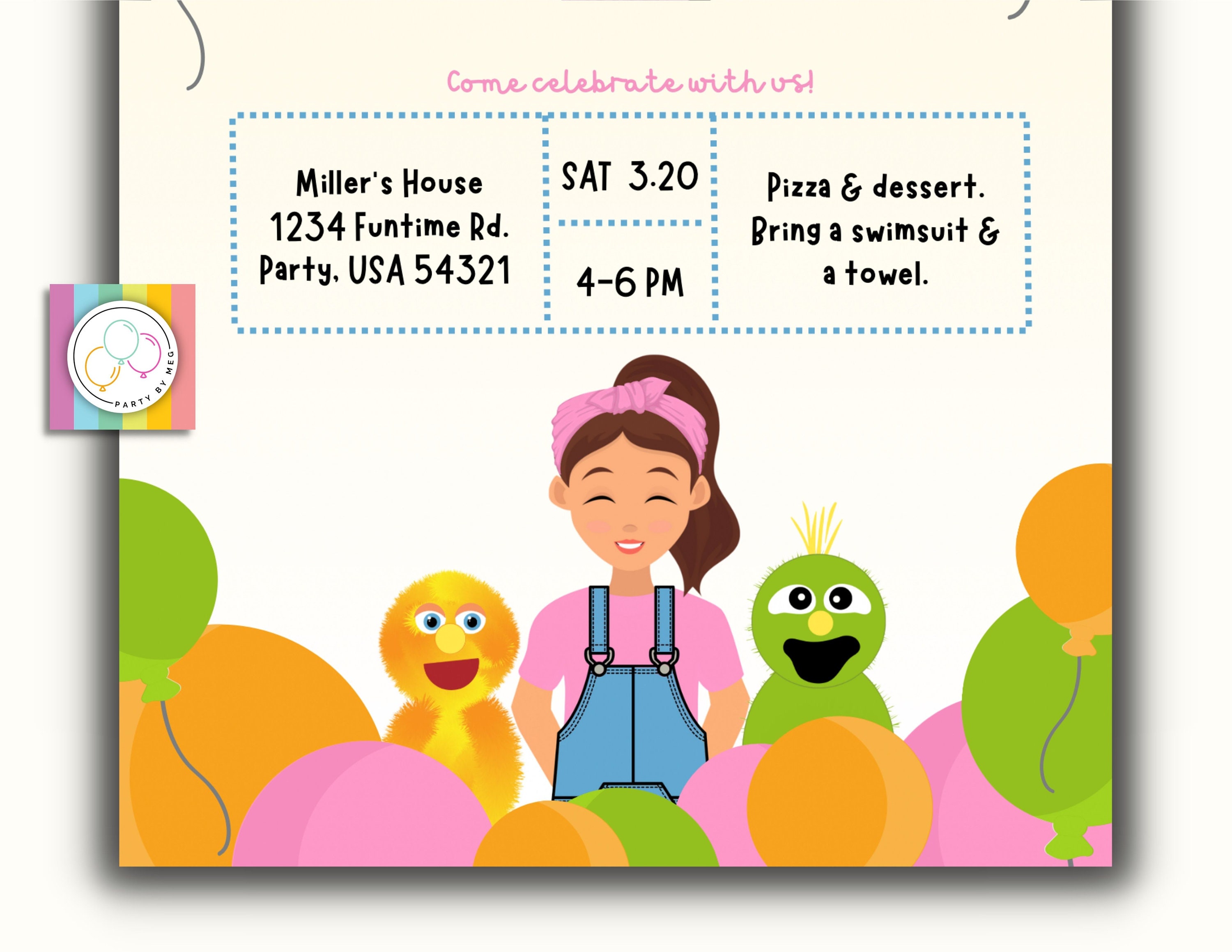 Ms. Rachel Birthday Party Invitation Invite Digital Download Songs for ...