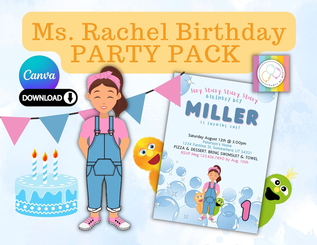 Ms. Rachel Birthday Party Pack | Bundle | Banner | Thank You Tags ...