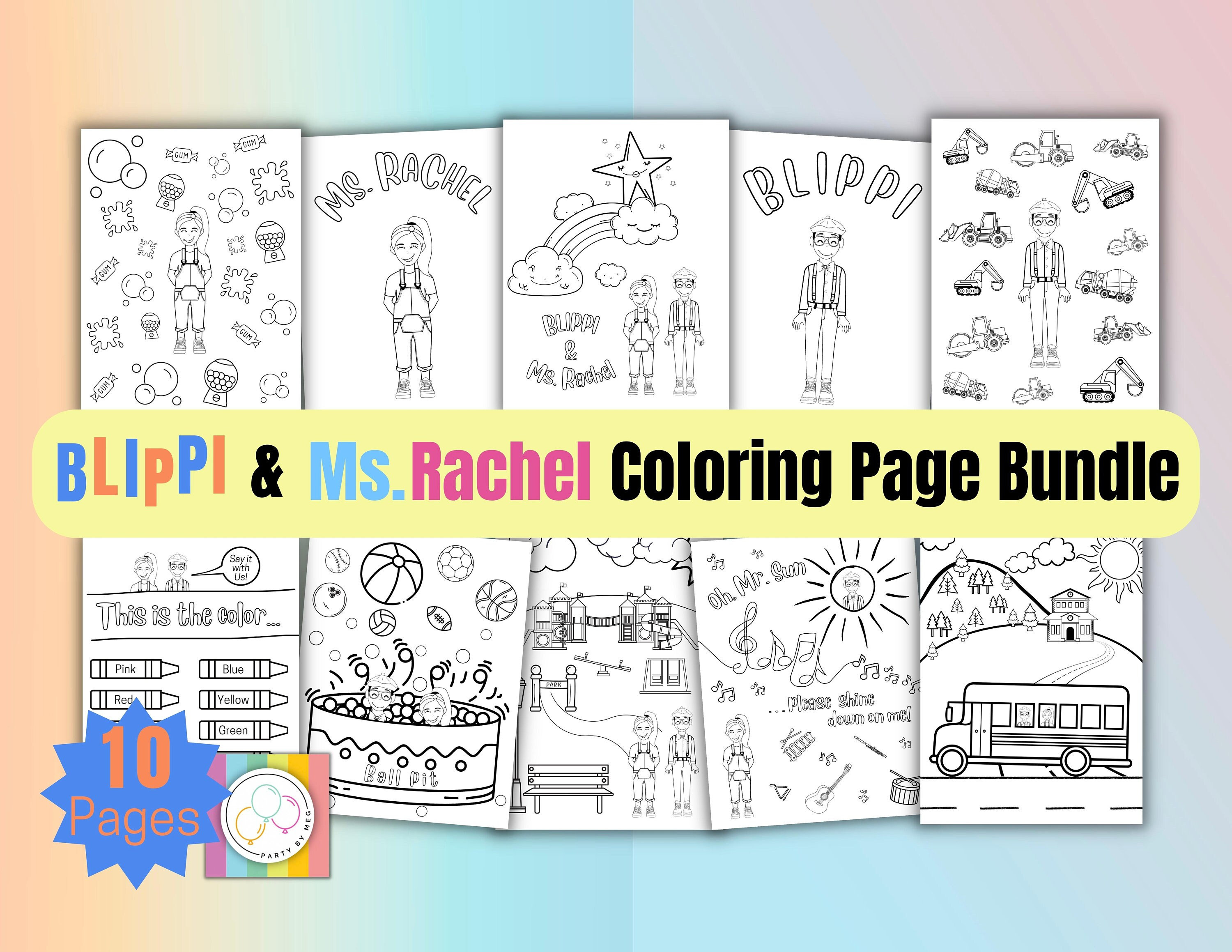 Blippi Coloring Pages Ms Rachel Coloring Pages Blippi And Etsy España