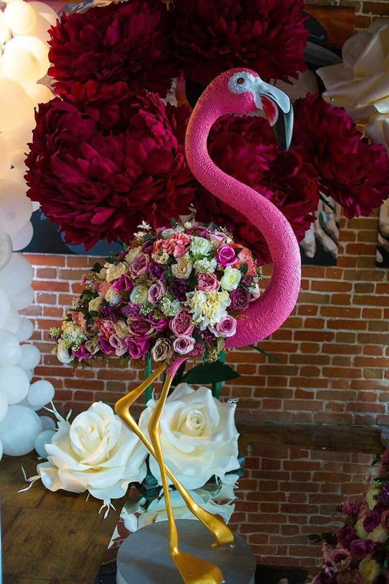 Pink Flamingo With Flowers, 160 Sm, MADE TO ORDER. Flamingo Foam ...