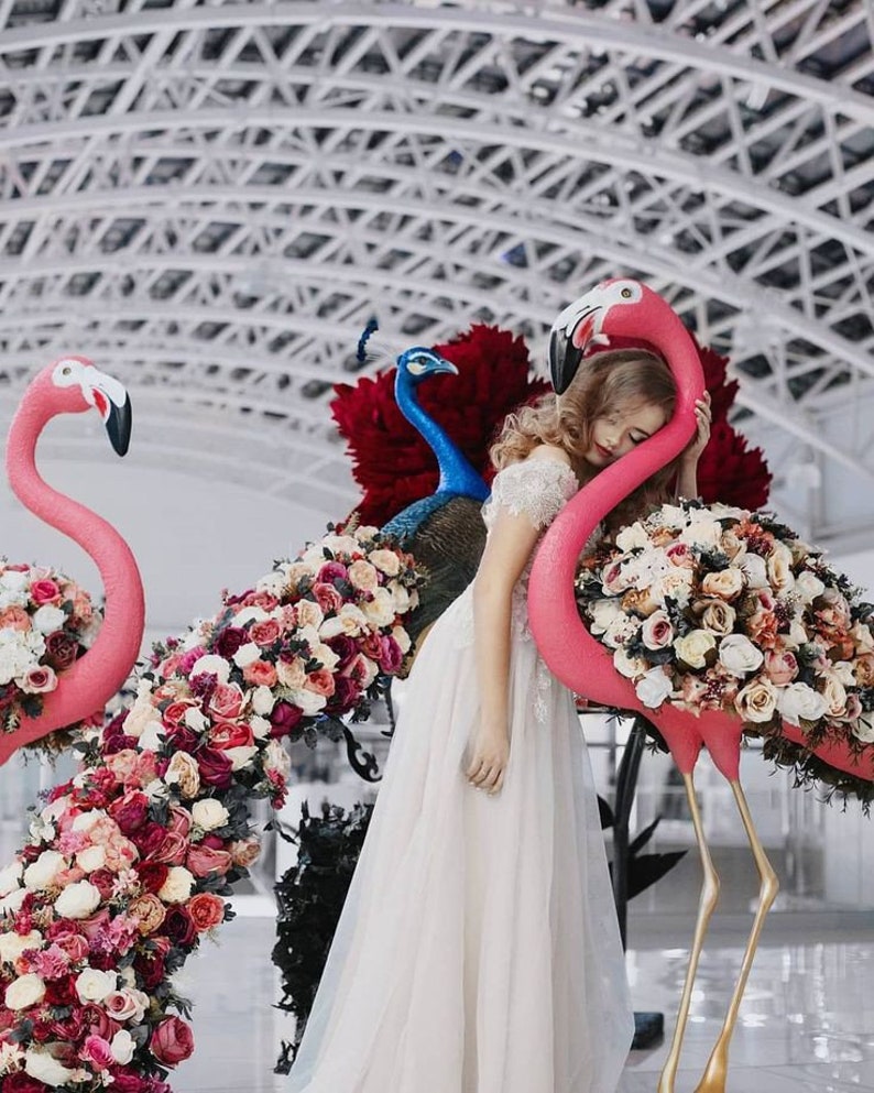 Pink Flamingo With Flowers, 160 Sm, MADE TO ORDER. Flamingo Foam ...