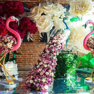 Pink Flamingo With Flowers, 160 Sm, MADE TO ORDER. Flamingo Foam ...
