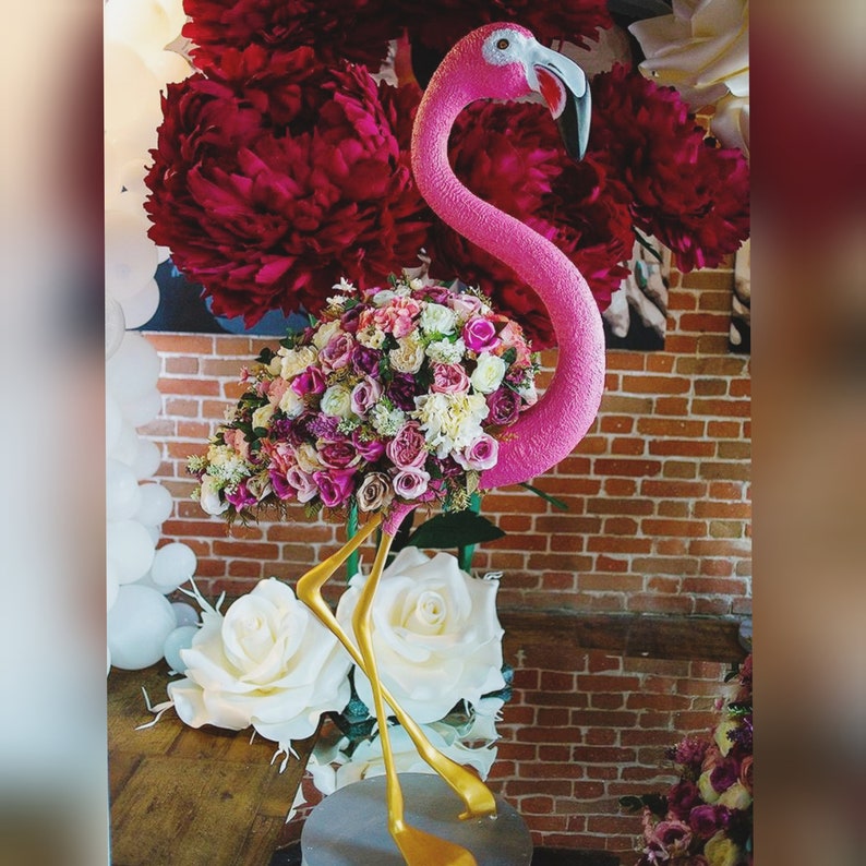 Pink Flamingo With Flowers, 160 Sm, MADE TO ORDER. Flamingo Foam ...
