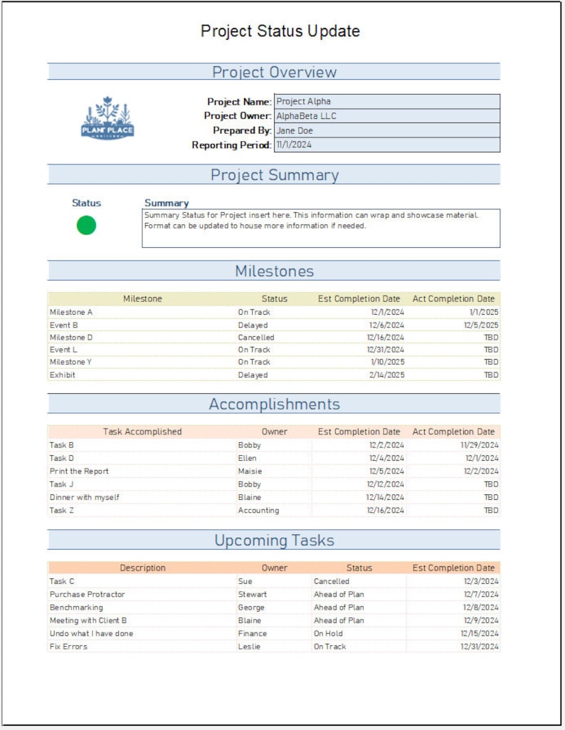 Automated Project Report Excel Based Project Tracker and Report ...