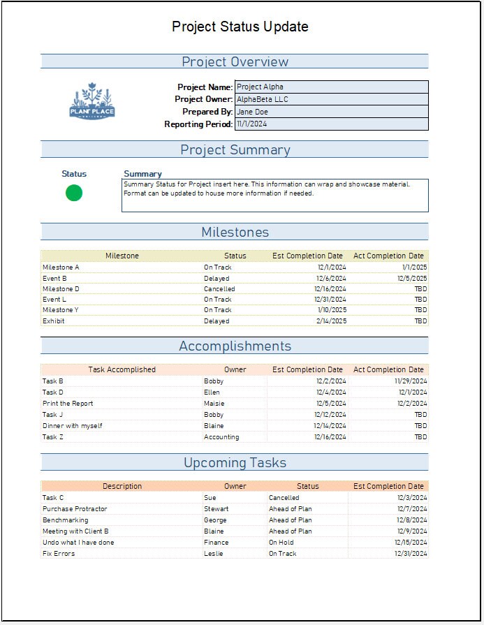 Automated Project Report Excel Based Project Tracker and Report ...