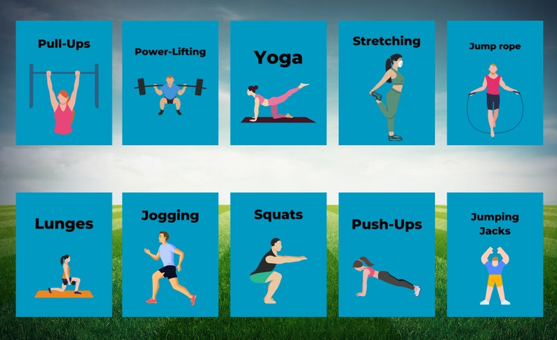 Flashcards Various Exercises Physical Activities - Etsy