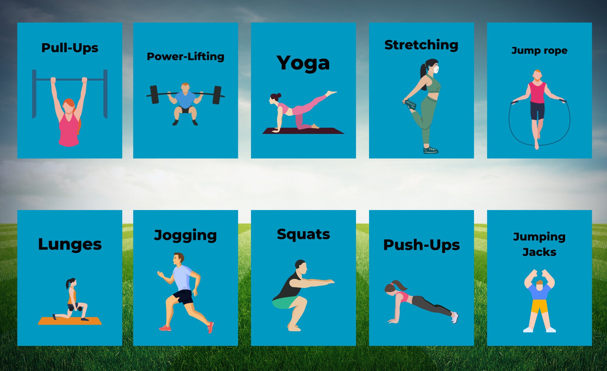 Flashcards Various Exercises Physical Activities - Etsy