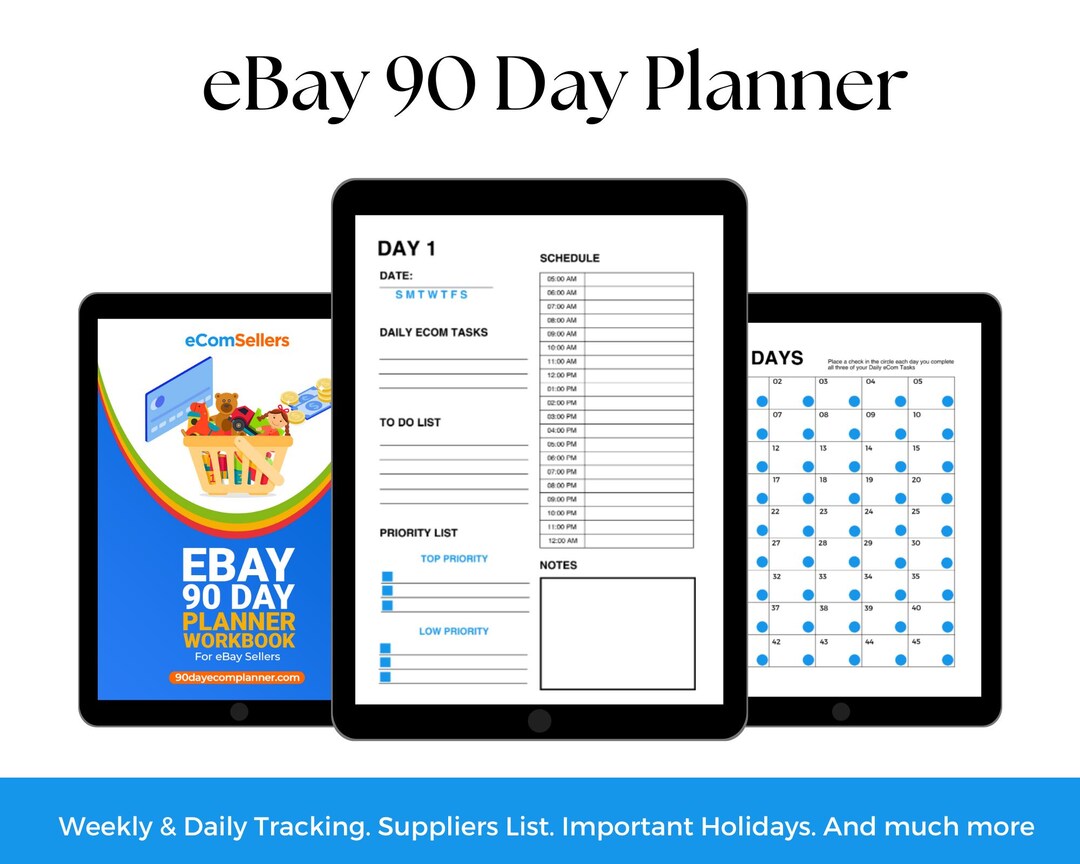 Ebay 90 Day Digital Planner Printable Ebay Business Organizer Daily ...
