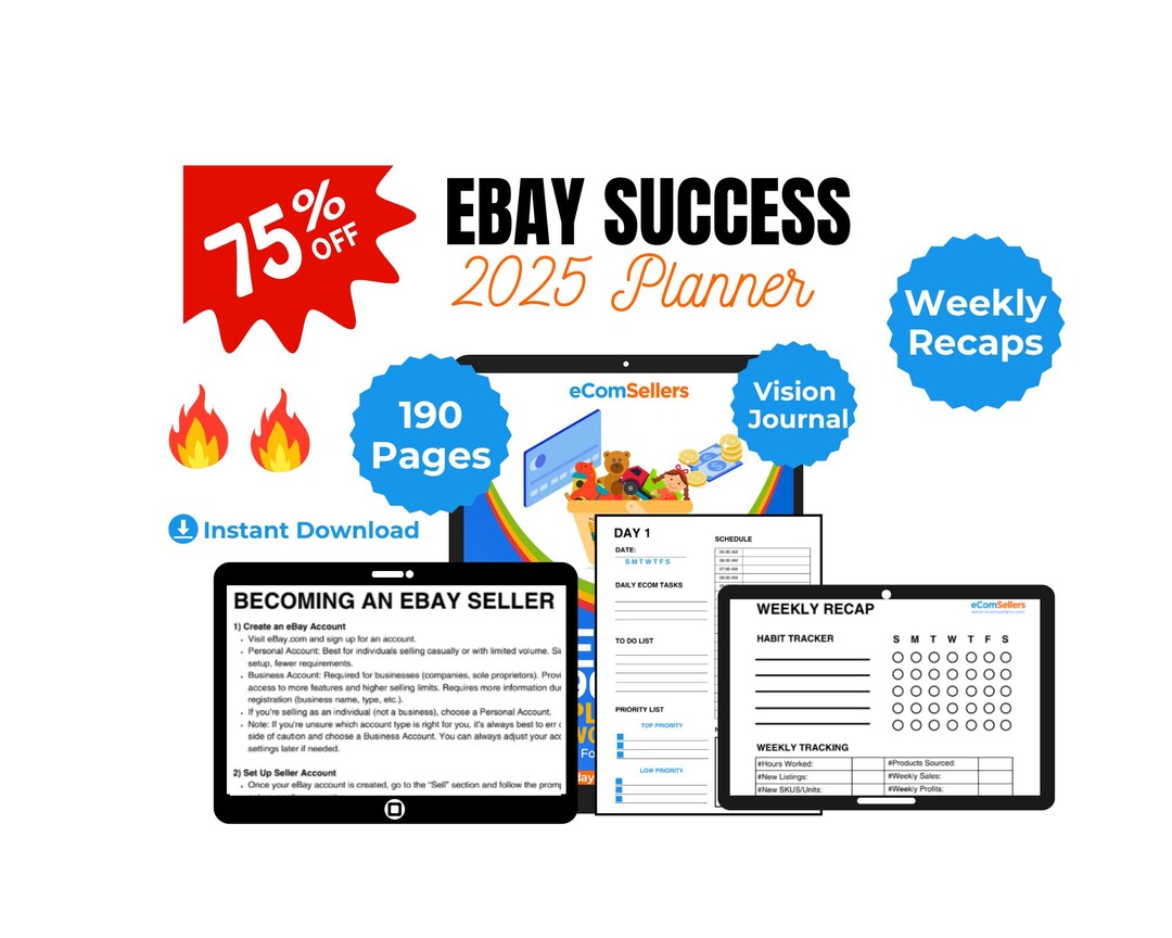 Ebay Digital Planner Template | Printable Business Organizing Ebook ...