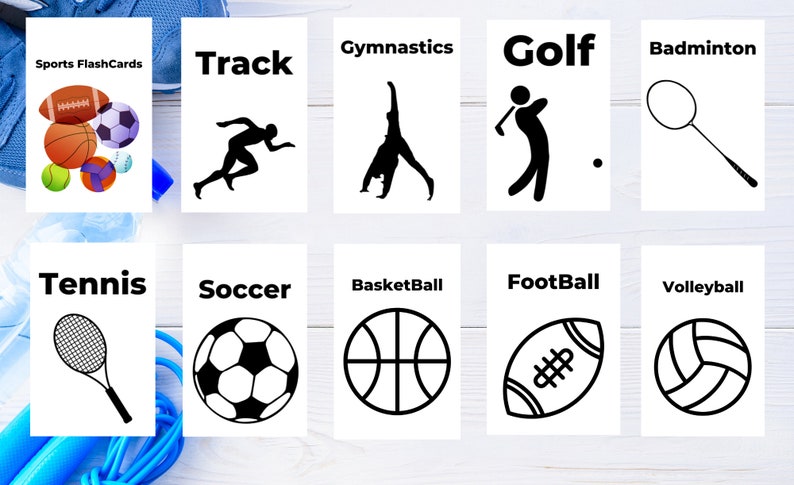 Sports Flashcards , Printable Montessori Cards, Homeschool Learning ...