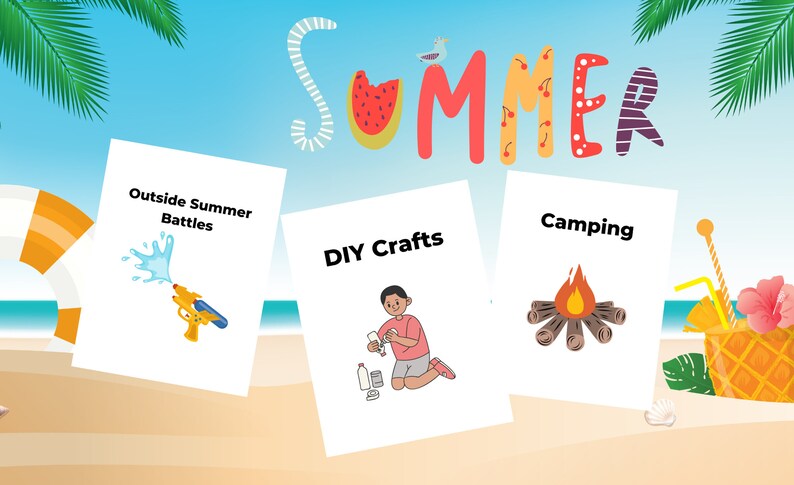 Printable Flashcards for Kids Summertime Activities - Etsy