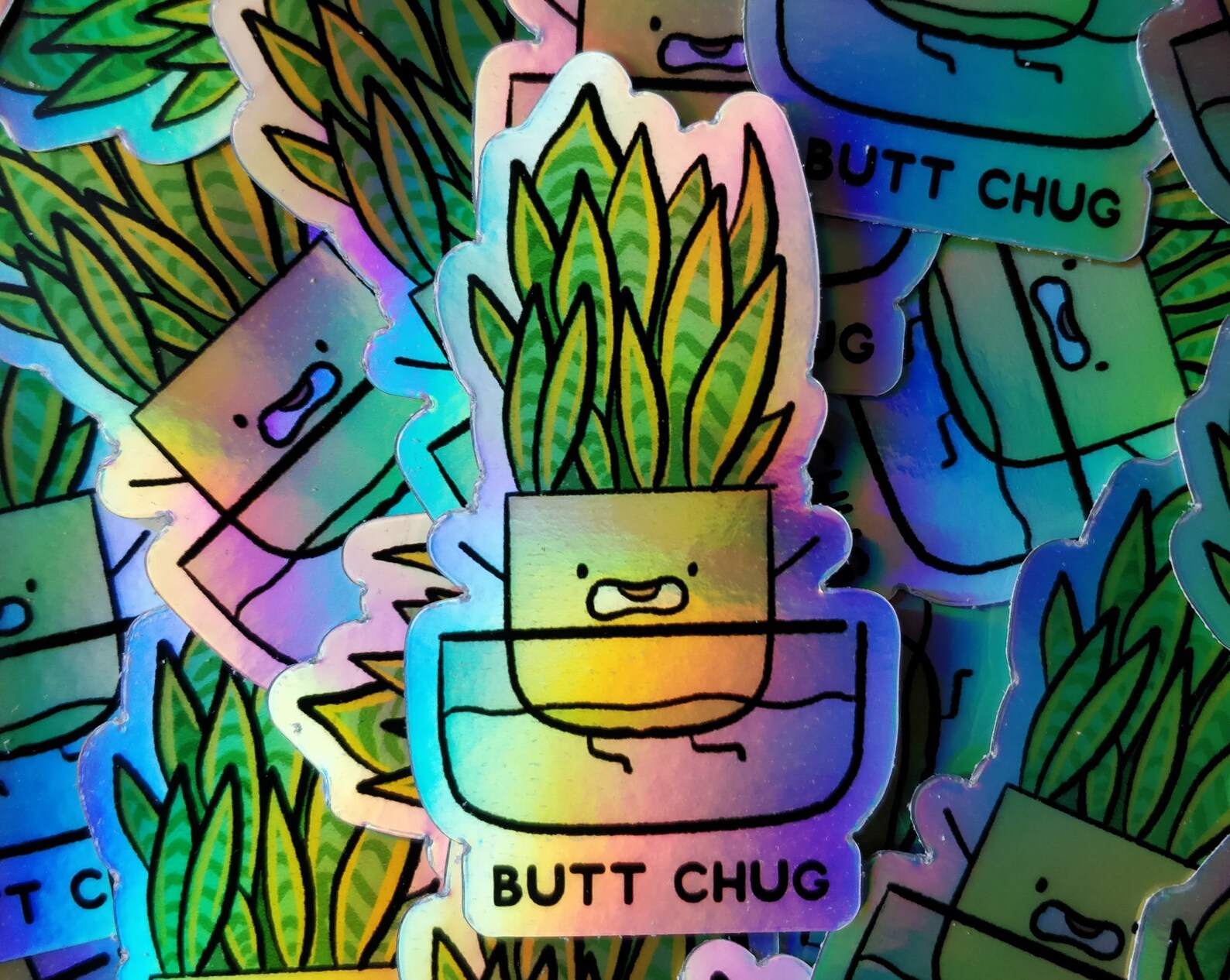 Butt Chug Holographic 3 Laptop Vinyl Sticker Durable Etsy