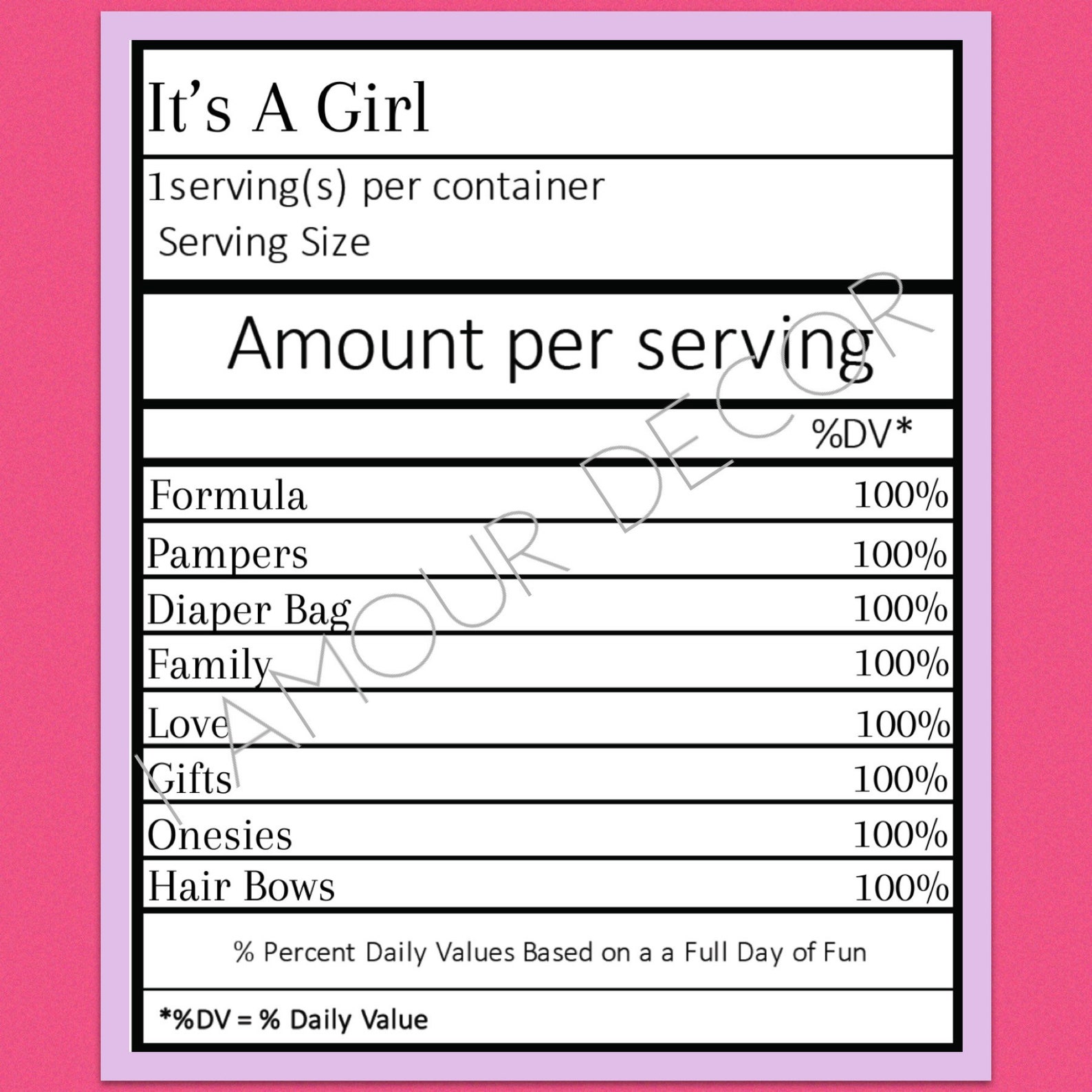 Baby Shower Nutrition Facts Etsy Baby Shower Nutrition Facts Etsy
