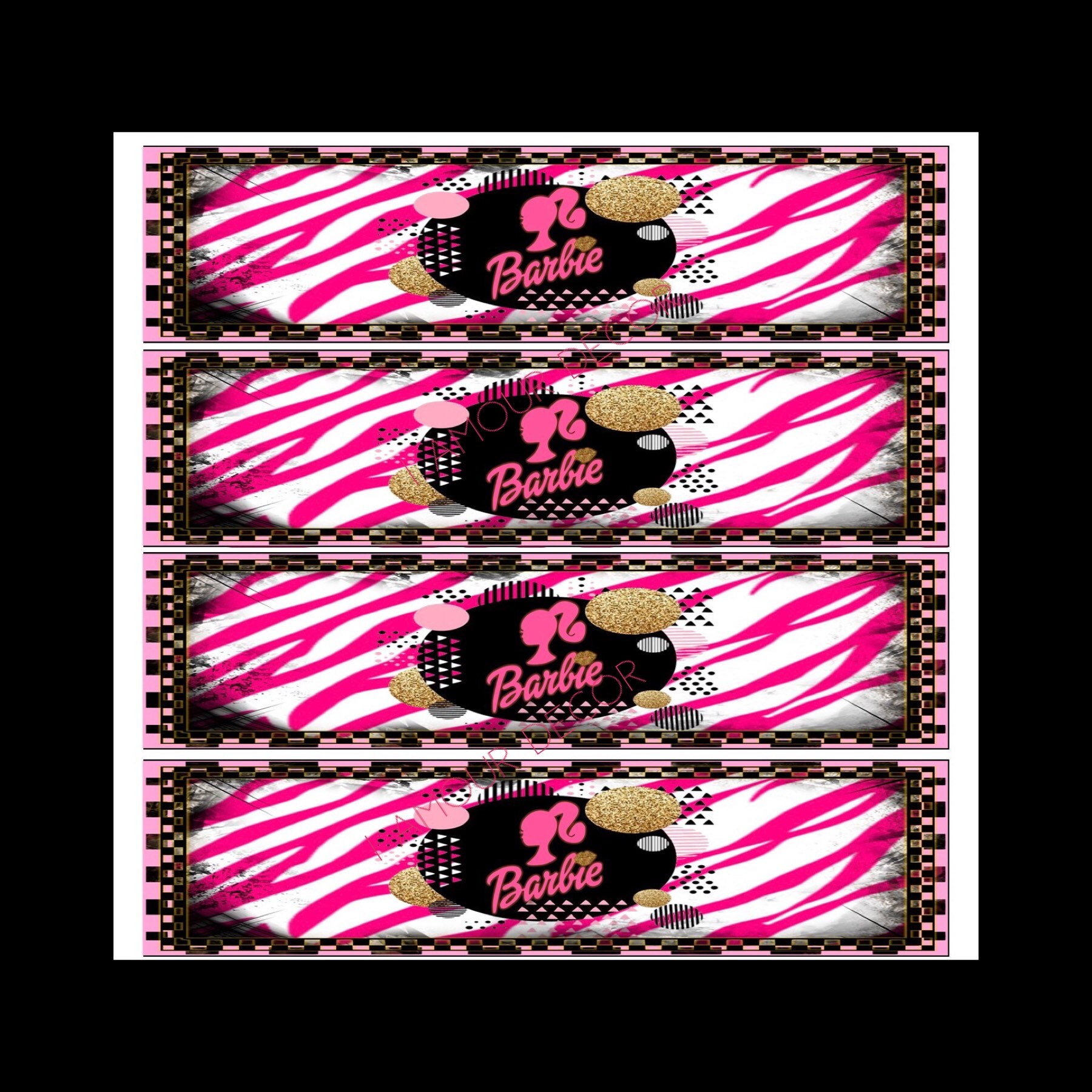 Barbie Baby Shower Themed Water Bottle Label Template (CANVA Editable ...