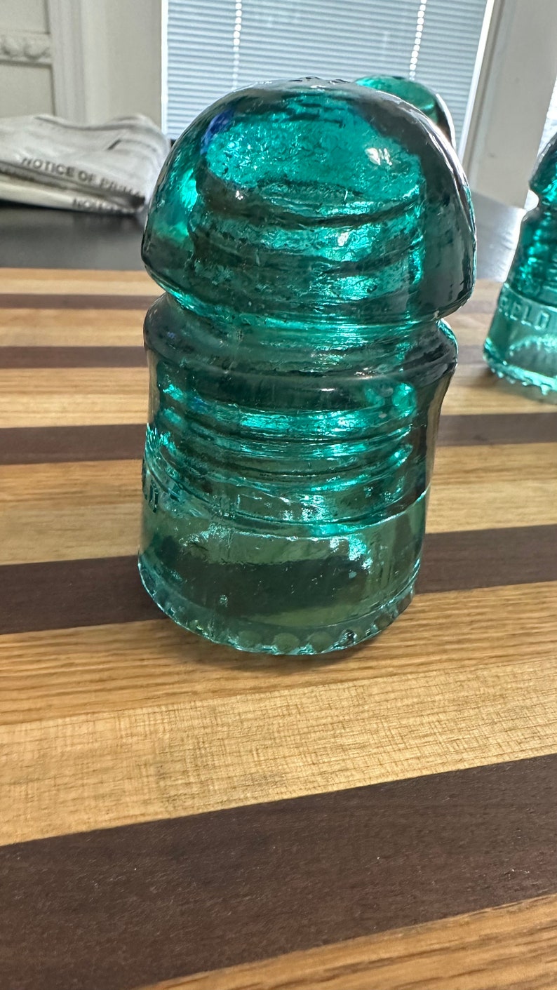 Antique Green Brookfield Glass Insulator - Etsy