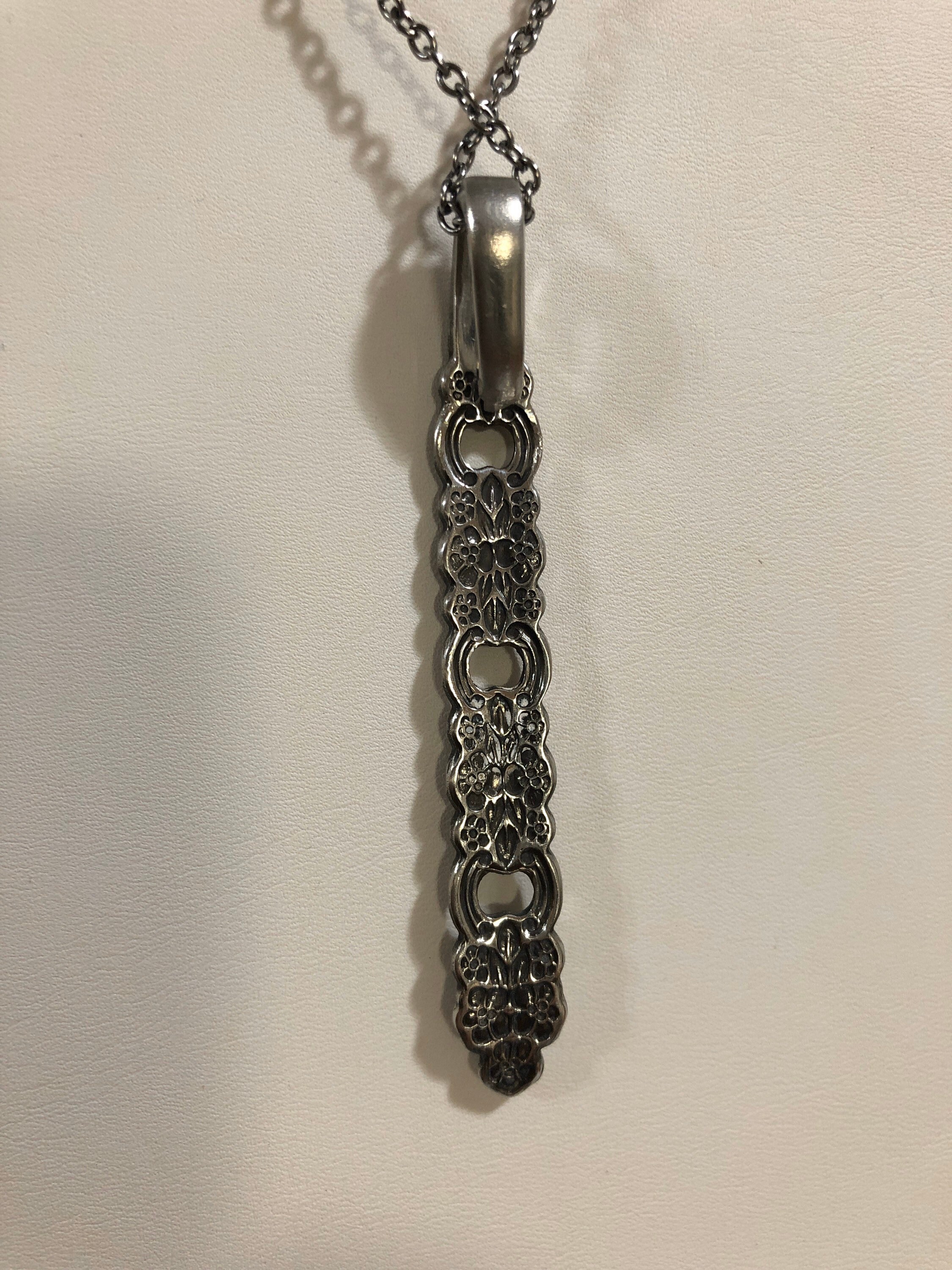 Spoon handle pendant with clear crystals