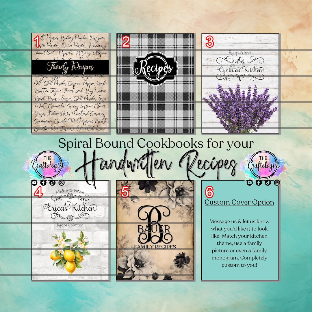 Spiral Bound Cookbook for Your Handwritten Recipes - Blank Cookbook ...