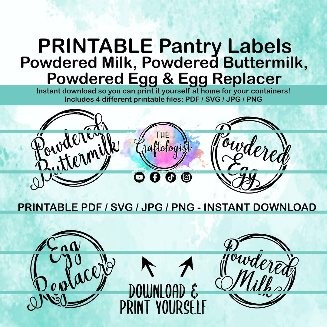 Printable Powdered Milk Buttermilk Egg Replacer - Craftologist Pantry ...