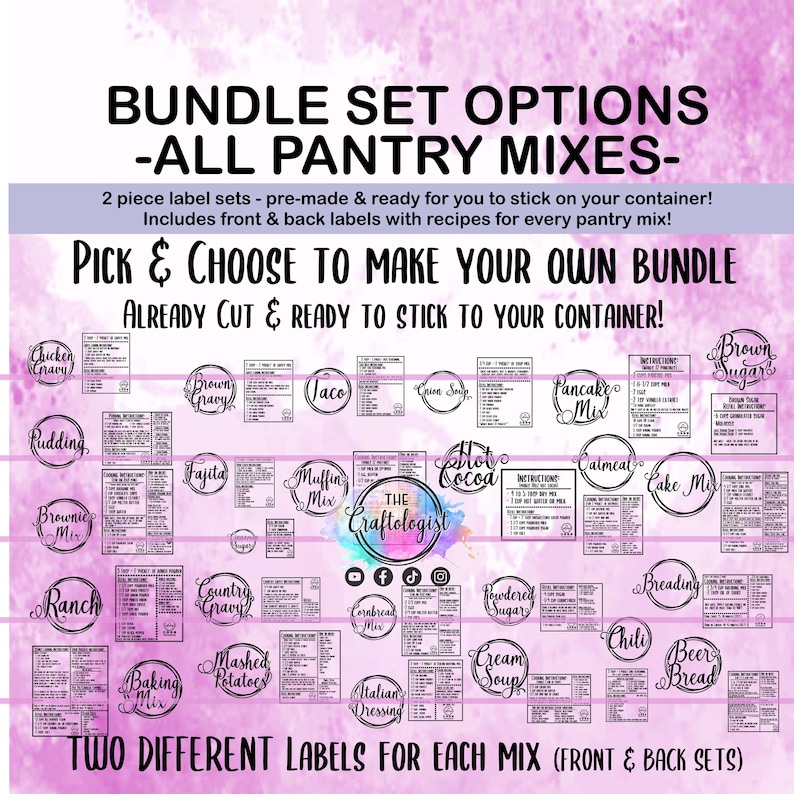 LABEL BUNDLES - Make Your Own Craftologist Pantry Mix Label Bundle Set ...