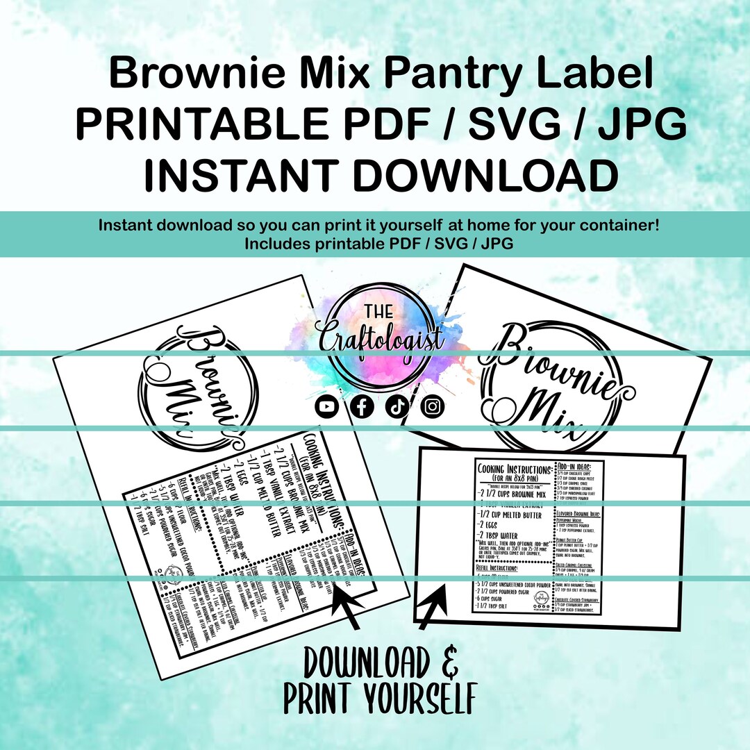 Mezcla de brownie imprimible PDF / SVG / JPG Receta de - Etsy España