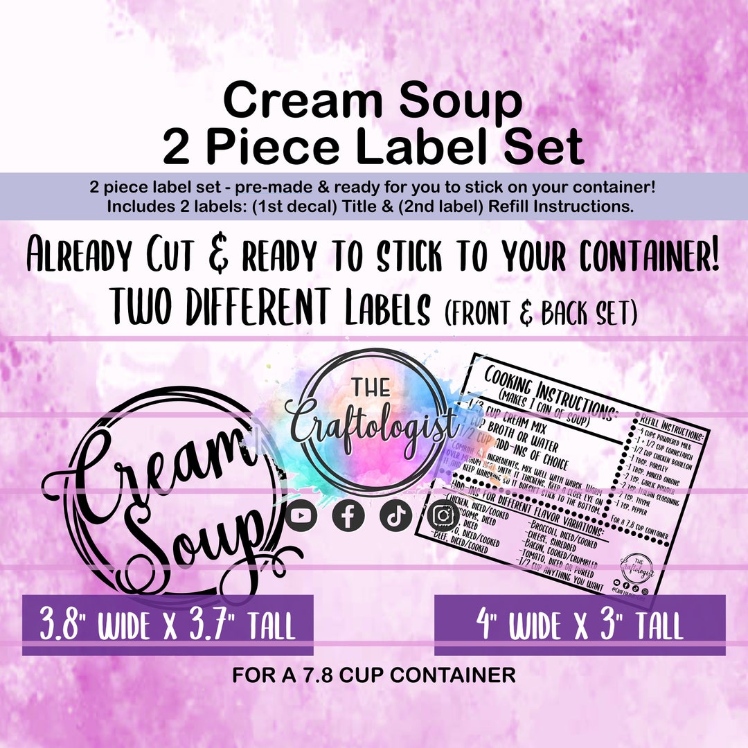 DECALS ONLY - Cream Soup Mix Pantry Label Decals for Your Own ...