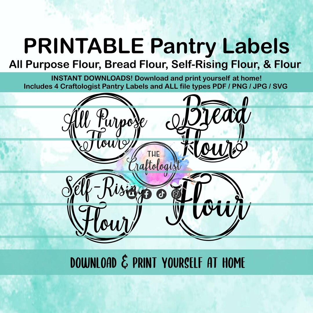 Printable All Purpose Flour / Bread Flour / Self-rising Flour / Flour ...