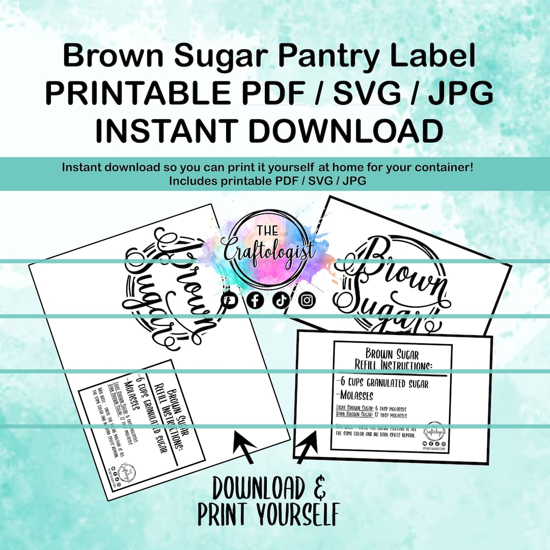 Printable Brown Sugar - PDF / SVG / JPG Craftologist Homemade Brown ...
