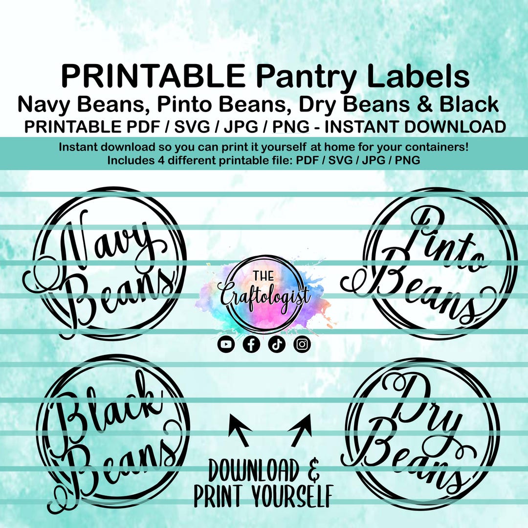 Printable Pantry Labels Navy Beans Pinto Beans Dry Beans Black Beans ...