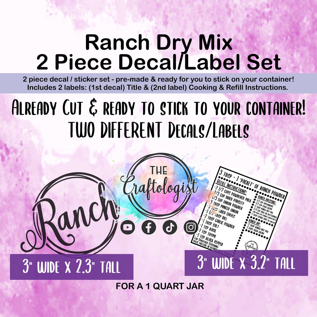 DECALS ONLY - Ranch Dry Mix Pantry Labels for / Pantry Decals / Pantry ...