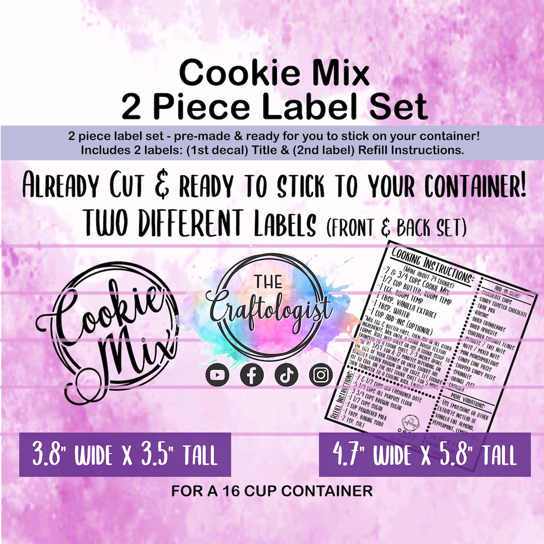 DECALS ONLY - Cookie Mix Pantry Label Decals for Your Own Containers ...