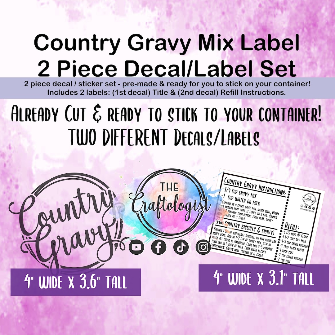 LABELS ONLY - Country Gravy Mix Pantry Label Decals for Your Own ...