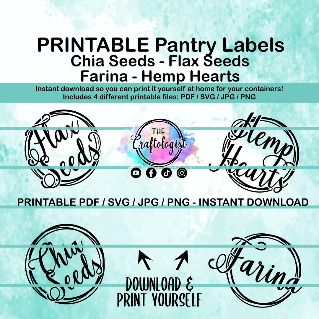 Printable Chia Seeds - Flax Seeds - Farina - Hemp Hearts - Craftologist ...