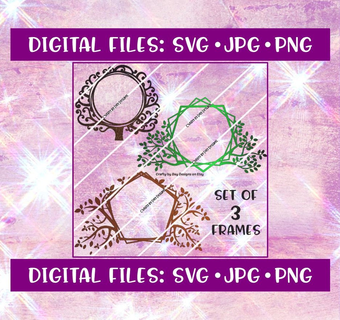 Tree Monogram Svg Frame Border Design Elements Svg Instant - Etsy