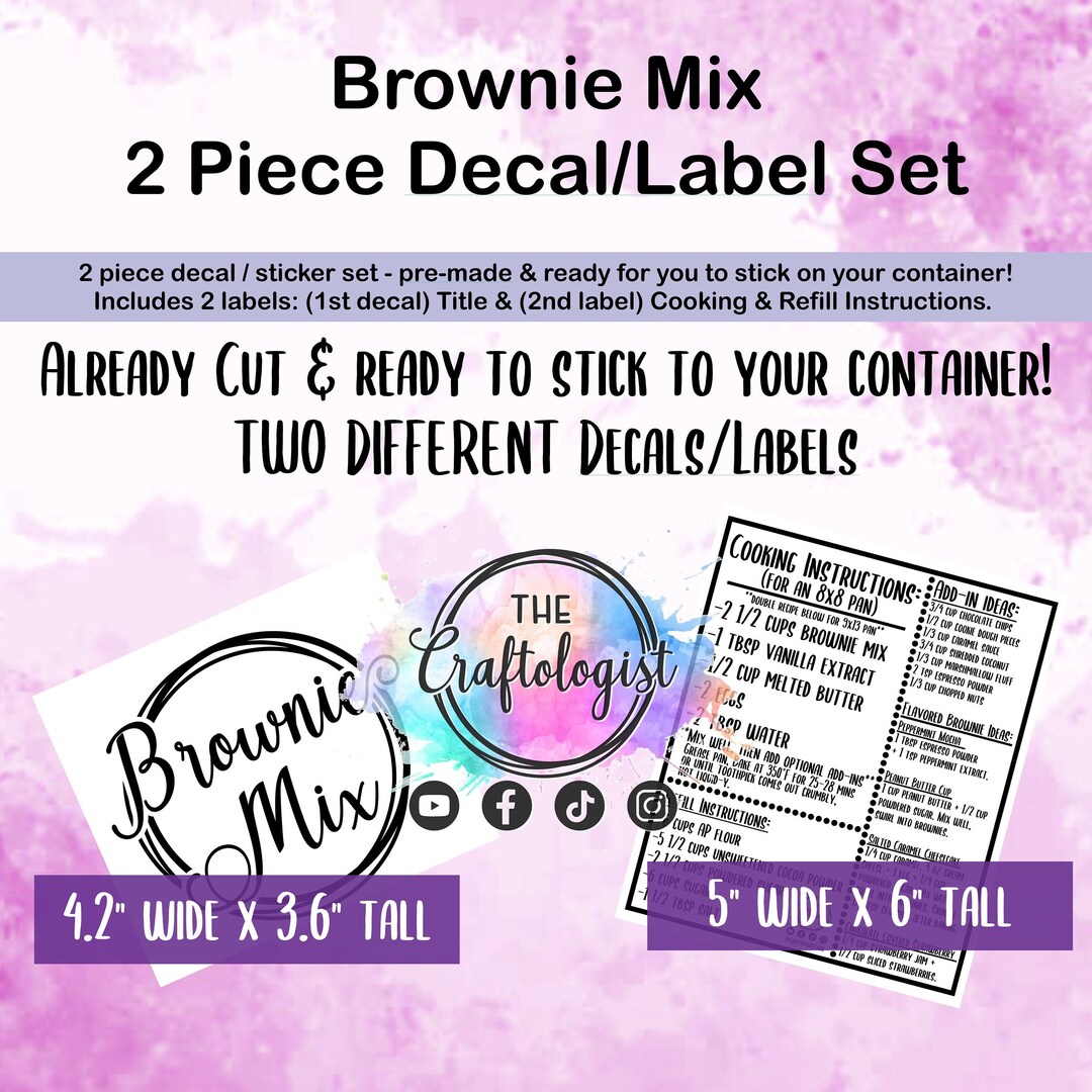 DECALS ONLY Brownie Mix Pantry Label Decals for Your Own - Etsy UK