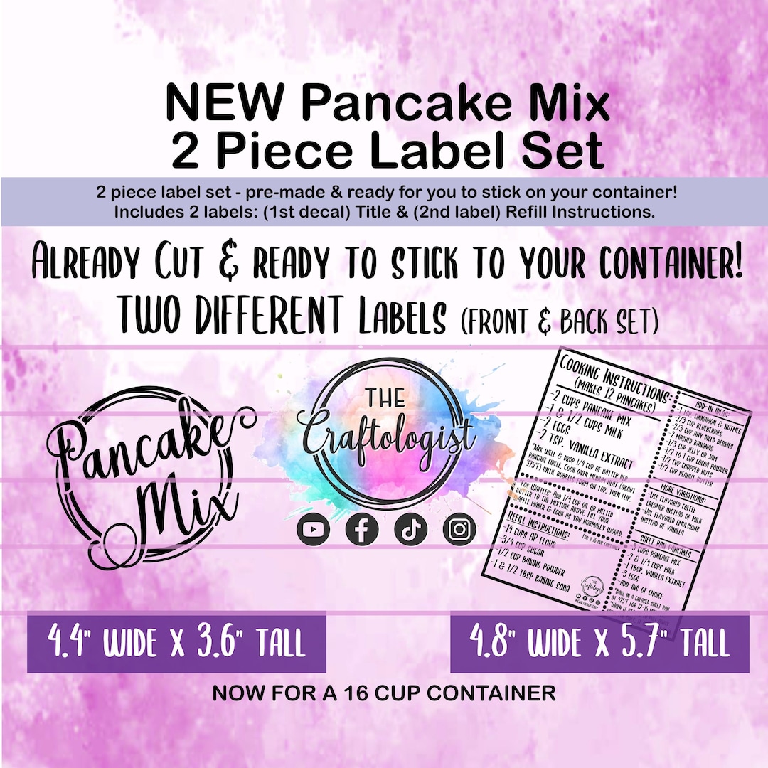 DECAL ONLY - Pancake Mix- Pantry Label Decals for Your Own Containers ...